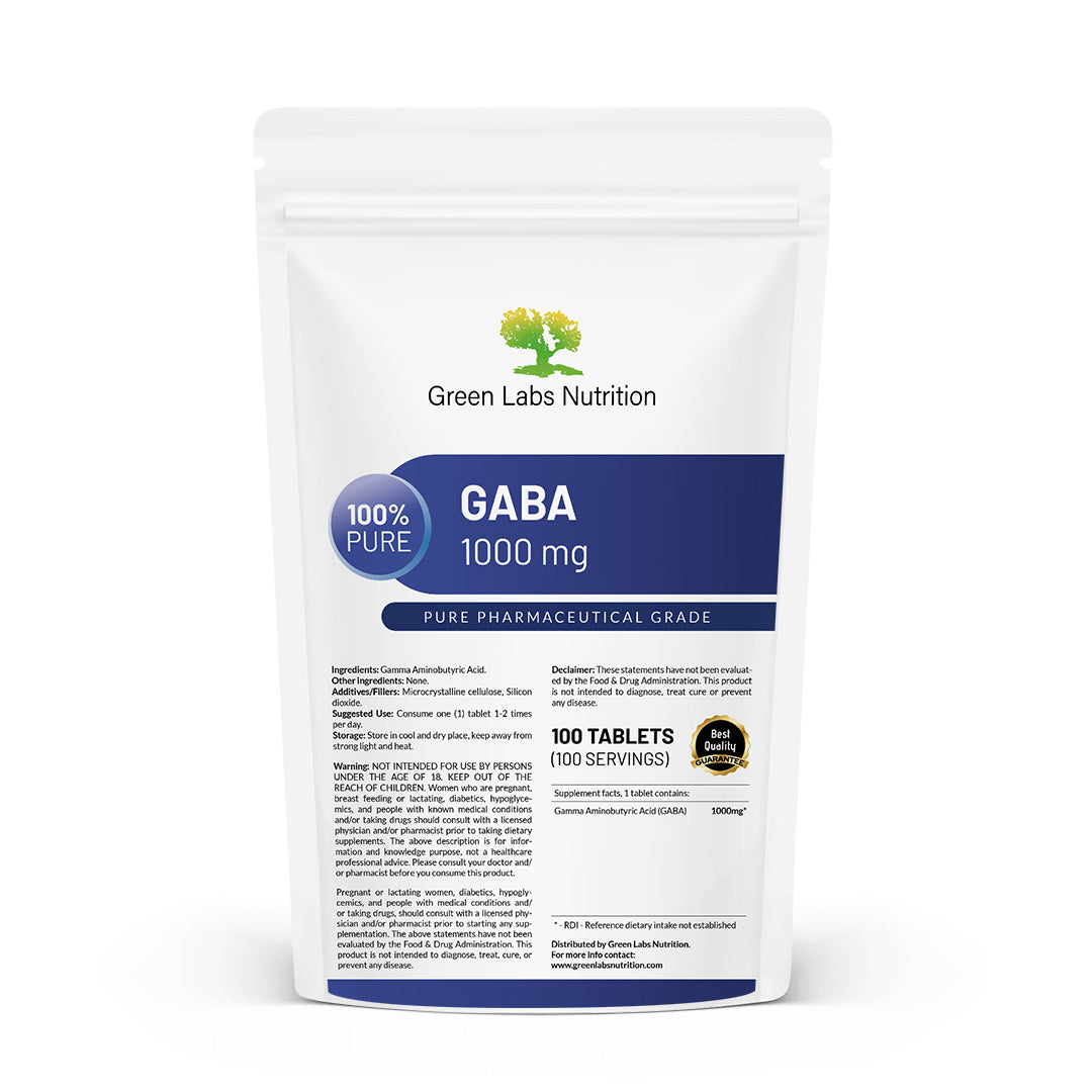GABA Gamma Aminobutyric Acid 1000mg Tablets – Green Labs Nutrition