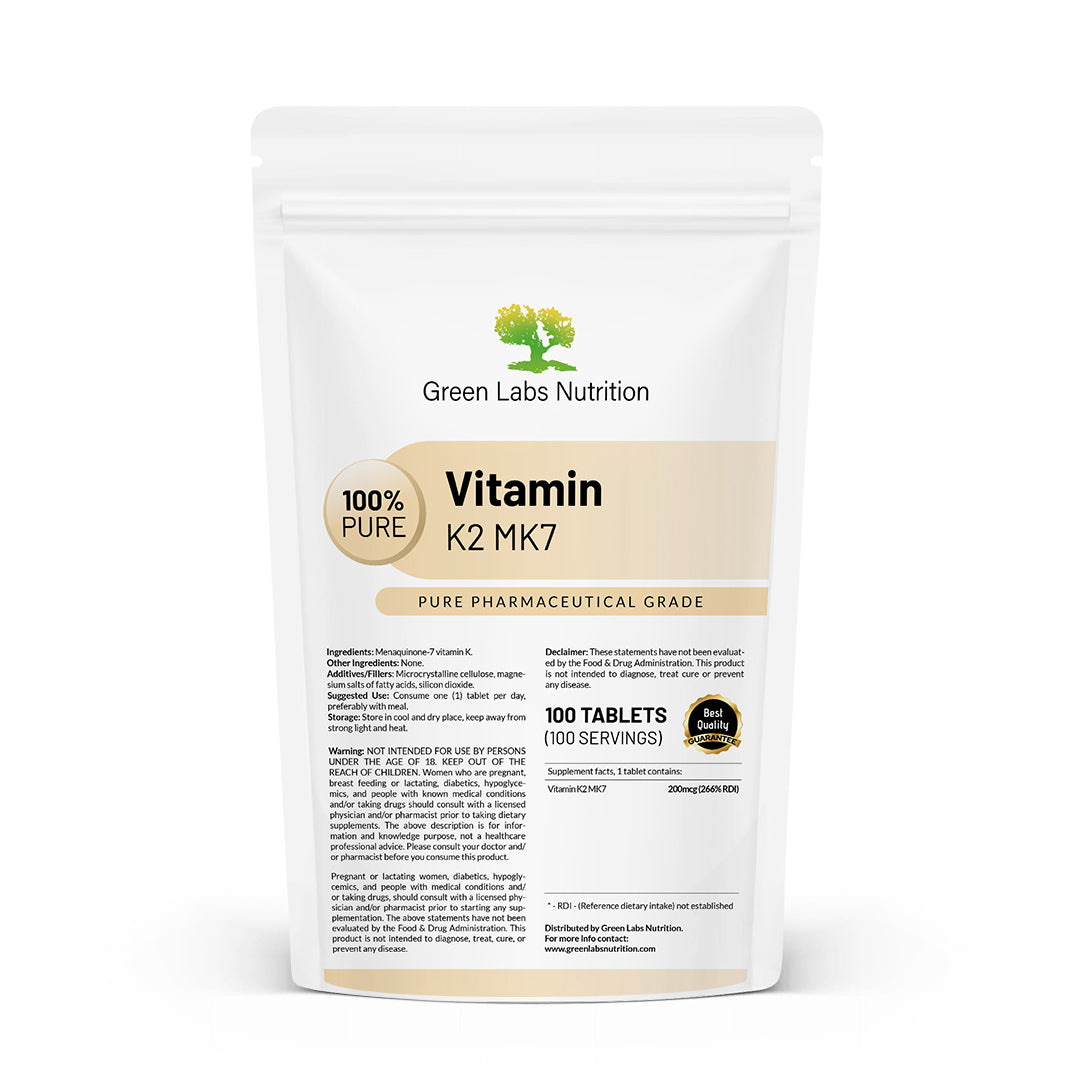 Vitamin K2 MK7 Menaquinone-7 200mcg tablets – Green Labs Nutrition