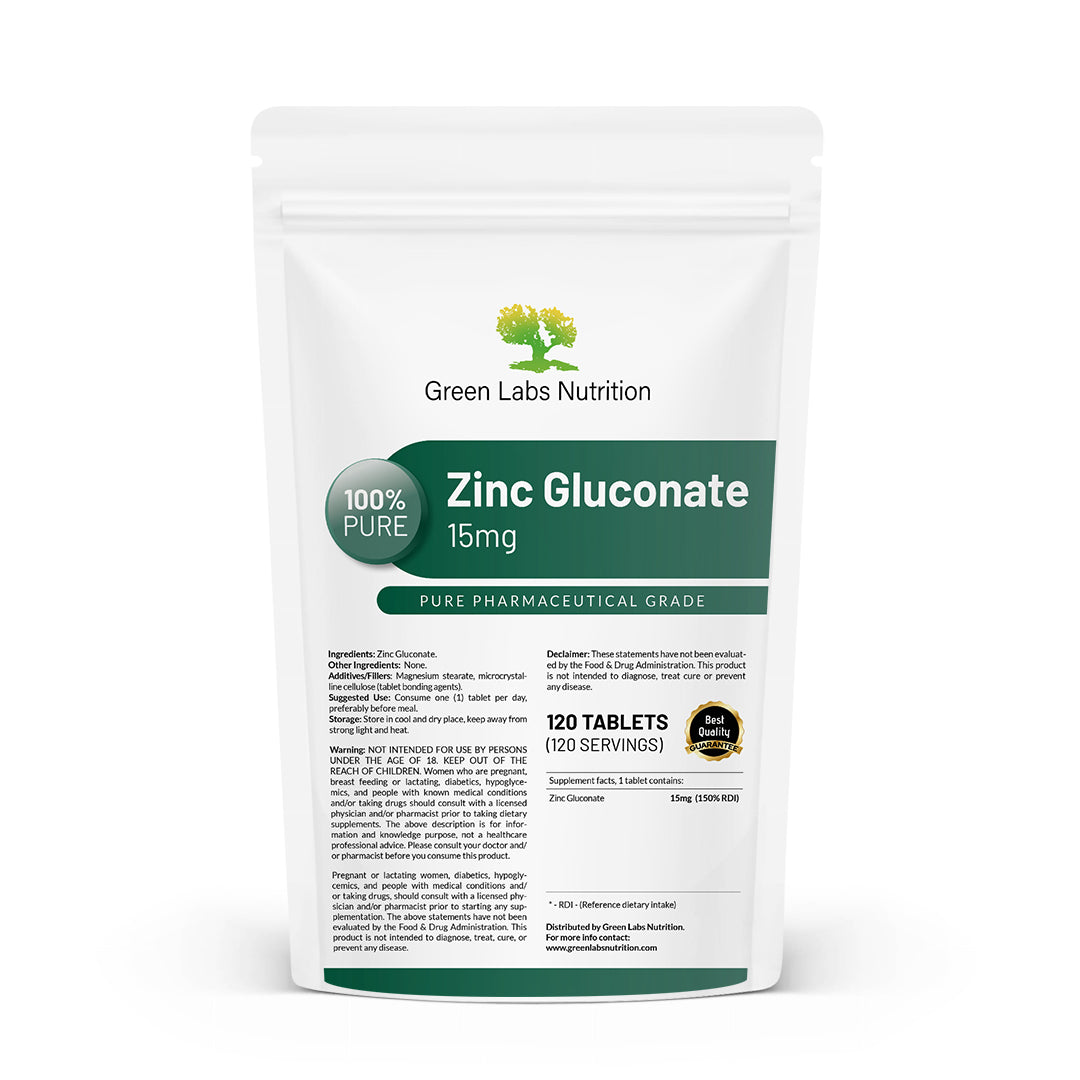 Zinc Gluconate 15 mg tablets – Green Labs Nutrition